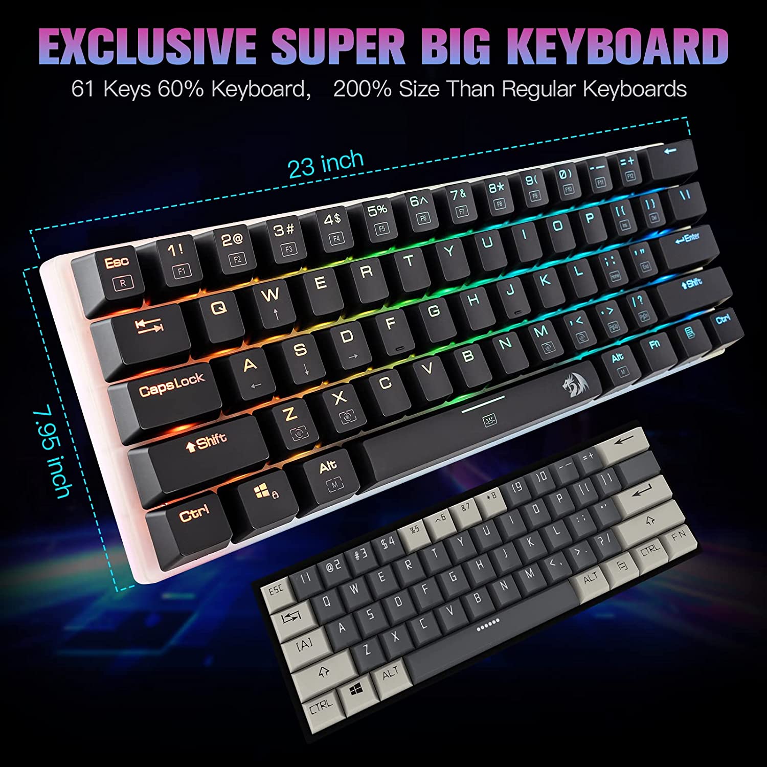 Redragon K605 Alien Giant Mechanical Gaming Keyboard, Super Big 61 Key ...